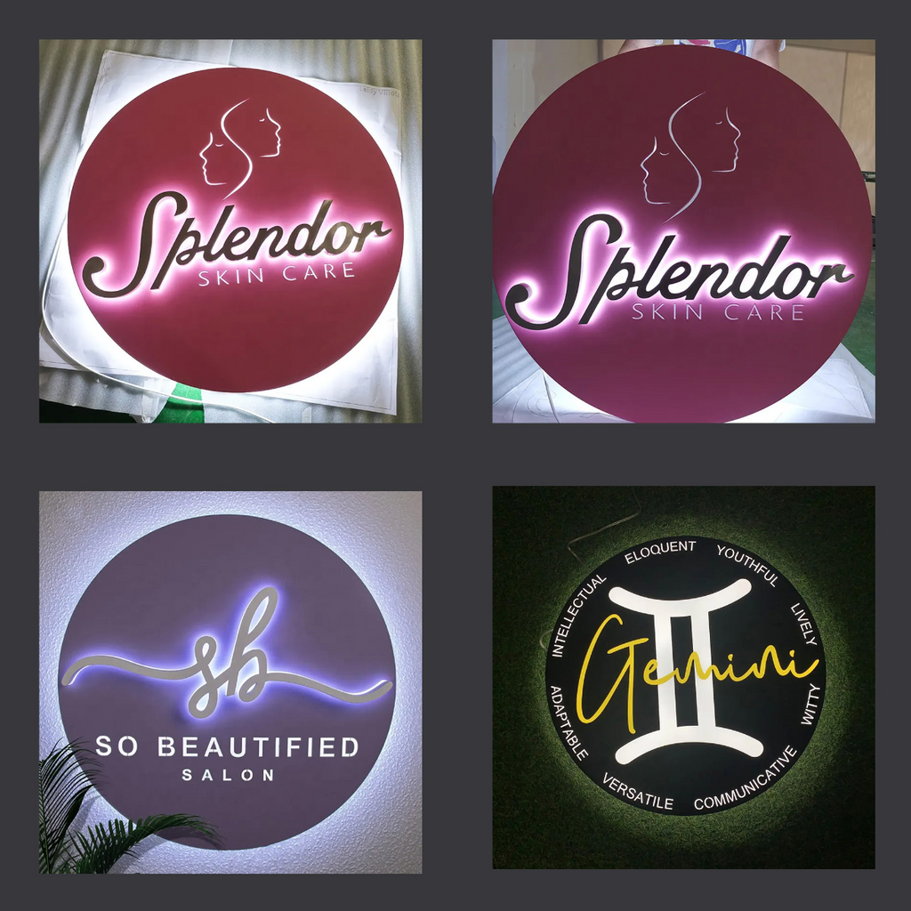 Metal LED Hollow Out Laser Cut Backlit Business Logo Sign | Round & Sq ...